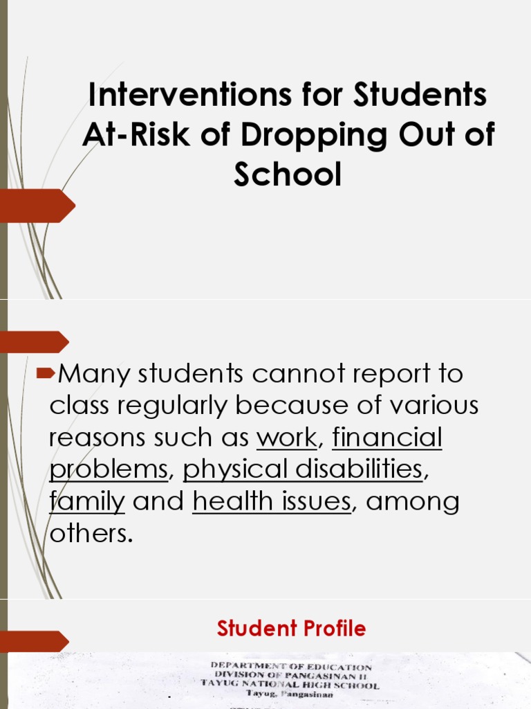1st Interventions For Students at Risk of Dropping Out of | PDF