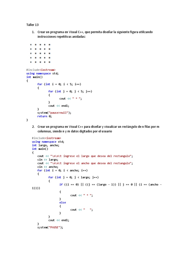 Diseño y visualización de figuras geométricas mediante ciclos repetitivos en Visual C++ | PDF ...