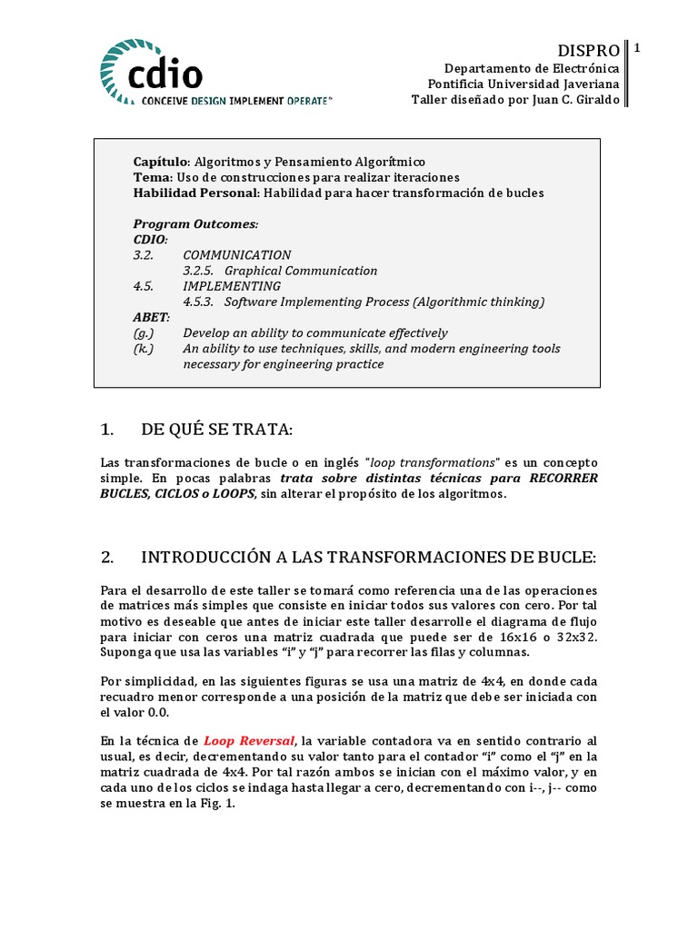 Loop Transformation Instructions | PDF | Matriz (Matemáticas) | Software