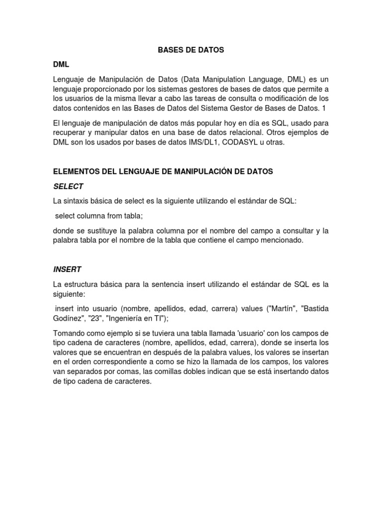 Bases de Datos en UML, MO | PDF | SQL | Software de gestión de datos