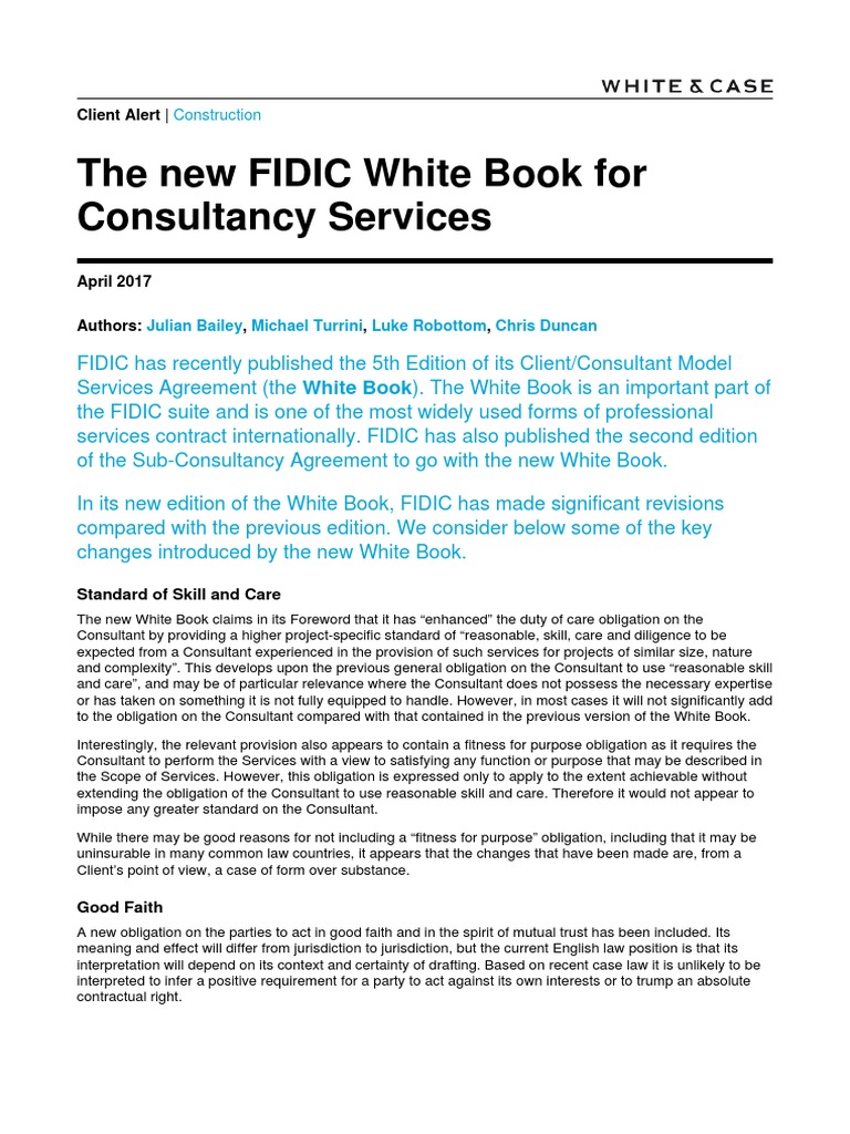 New Fidic White Book Consultancy Services PDF | PDF | Consultant ...