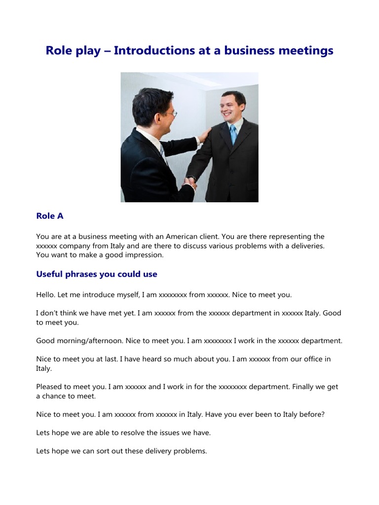 Introductions at A Business Meeting Fun Activities Games Icebreakers ...