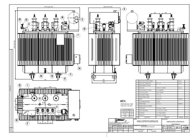 Dimensiones Generales Trafo 630 Kva | PDF | Naturaleza