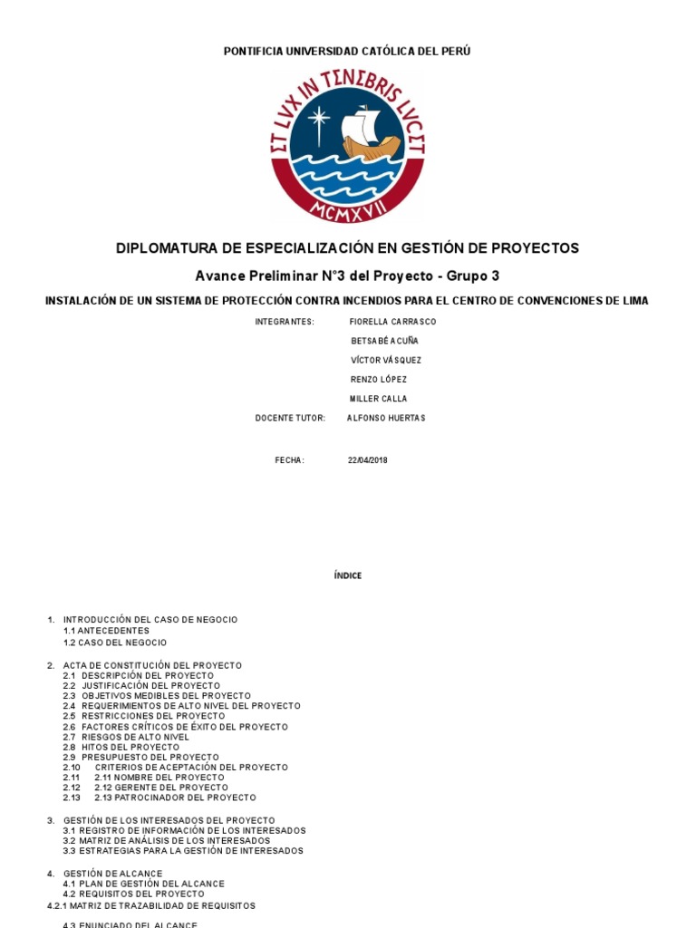 Avance Gestion de Proyectos PMP | PDF | Planificación | Presupuesto