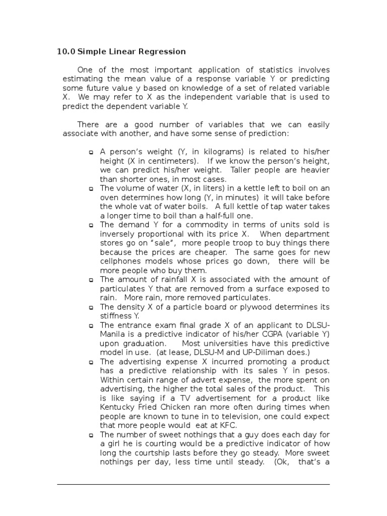Simple Linear Regression | Download Free PDF | Errors And Residuals | Correlation And Dependence