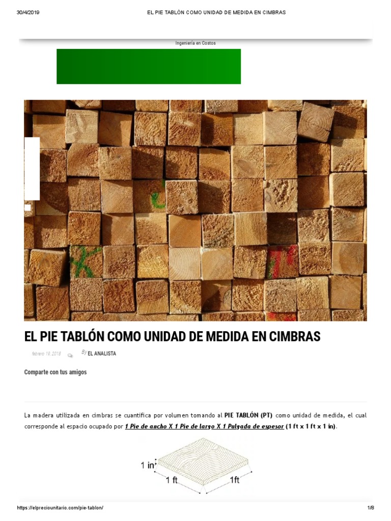 El Pie Tablón Como Unidad de Medida en Cimbras | PDF | Pie (unidad ...