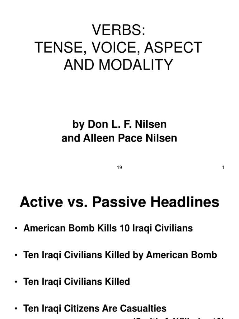 Verbs: Tense, Voice, Aspect and Modality: by Don L. F. Nilsen and Alleen Pace Nilsen | PDF ...