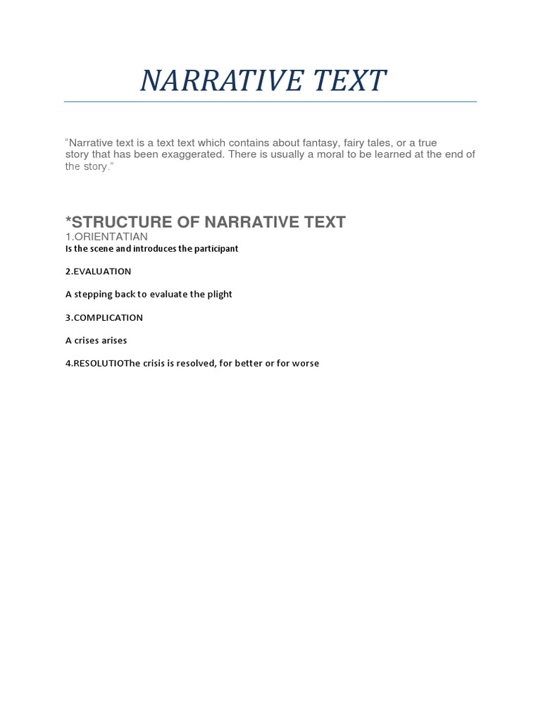 Structure of Narrative Text | PDF