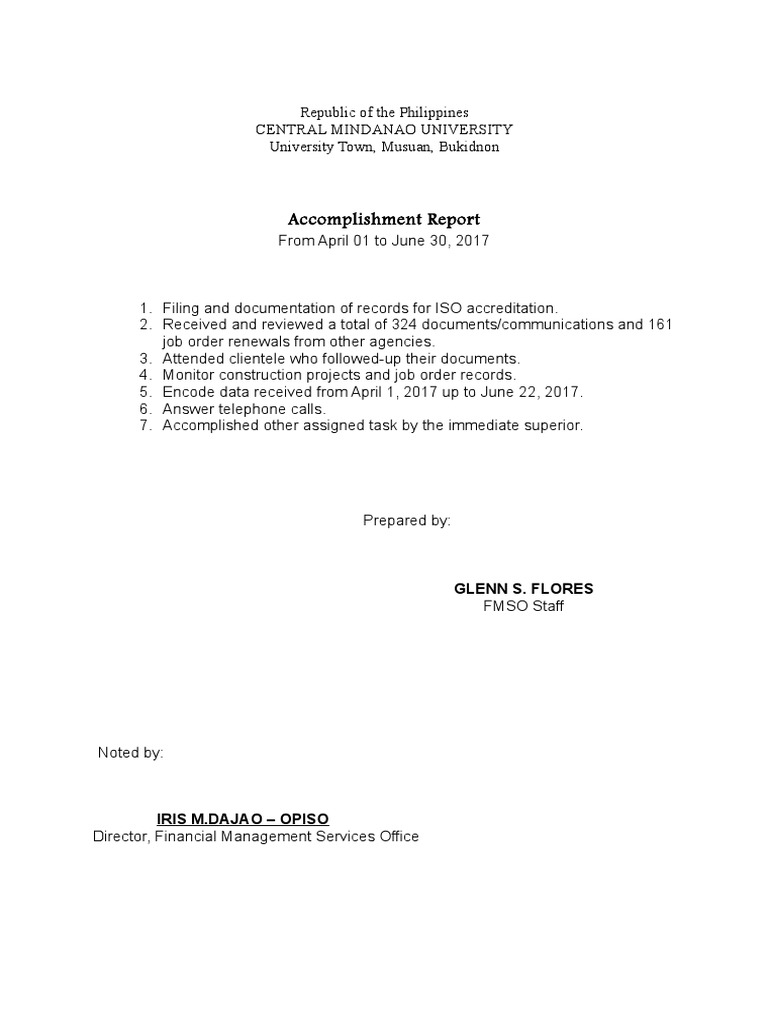 Accomplishment Report Lates | PDF | Finance & Money Management