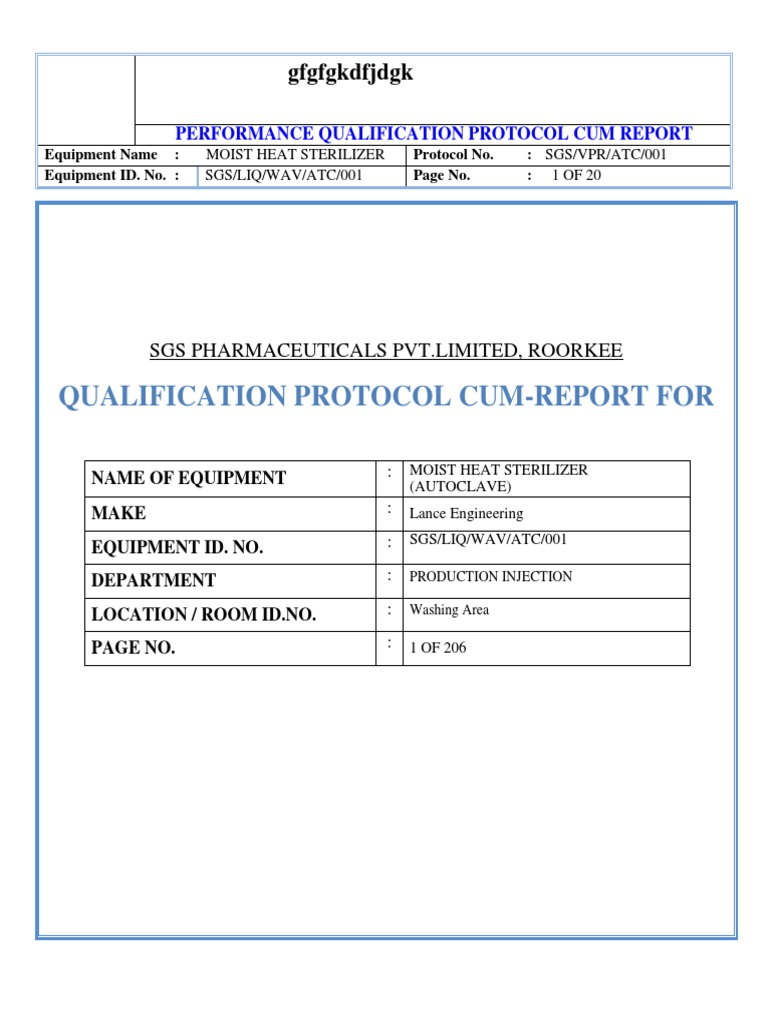 Auoclave Validation Protocol Pdf Sterilization Microbiology
