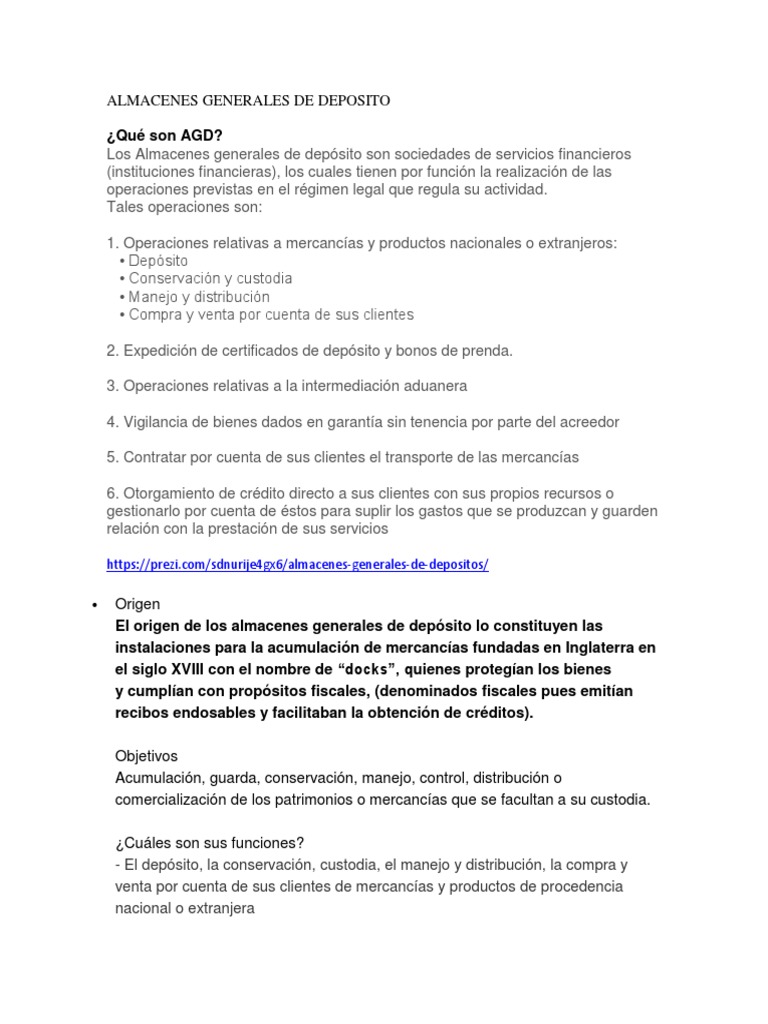 Almacenes Generales de Deposito | PDF | Almacén | Gobierno