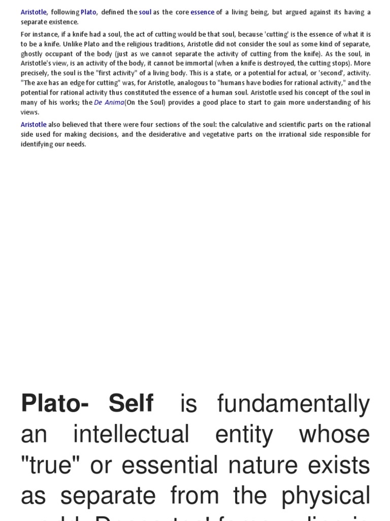 De Anima: Aristotle Plato Soul Essence | PDF