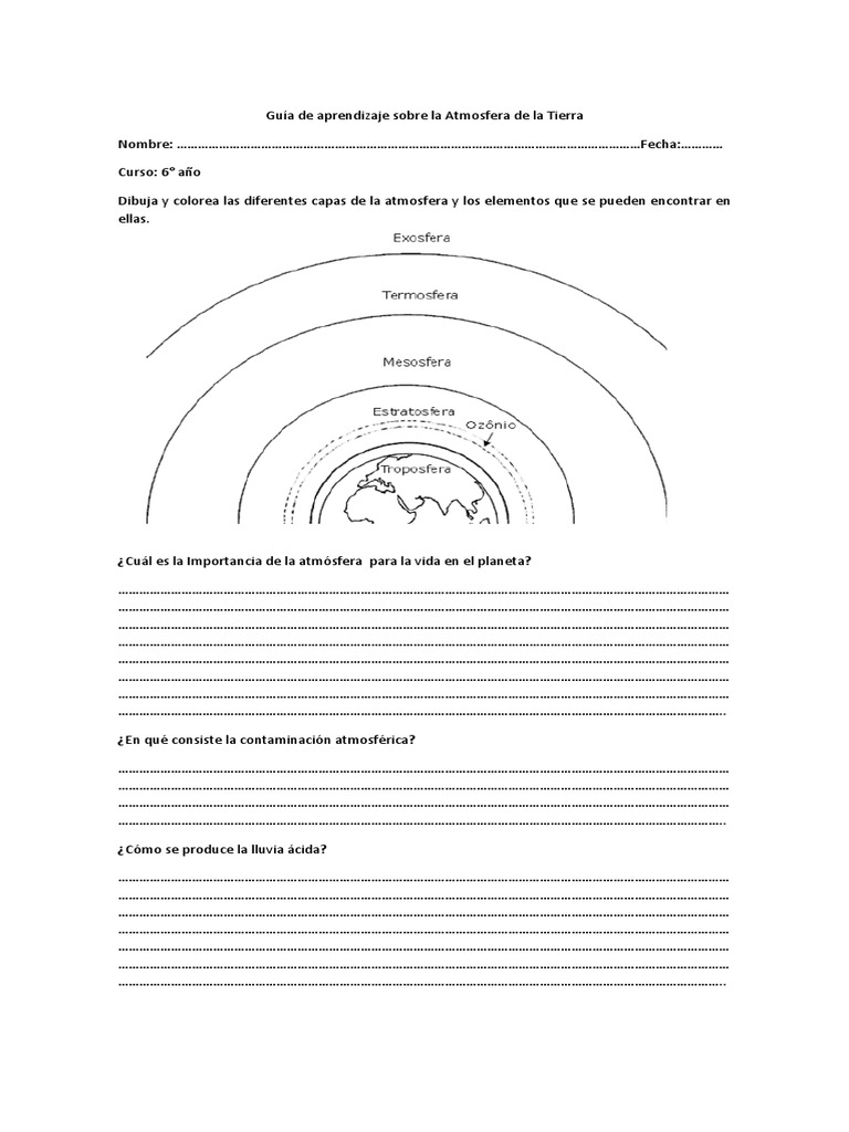 Guía de la Atmósfera para 6° Grado | PDF | Atmósfera | Ciencia planetaria