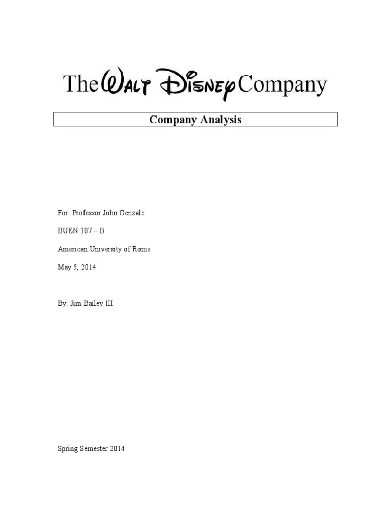 A Comprehensive Analysis of The Walt Disney Company: Evaluating ...