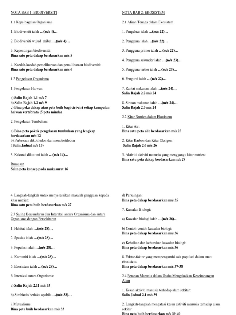 Panduan Nota I'think Sains Bab 1 Tingkatan 11 | PDF