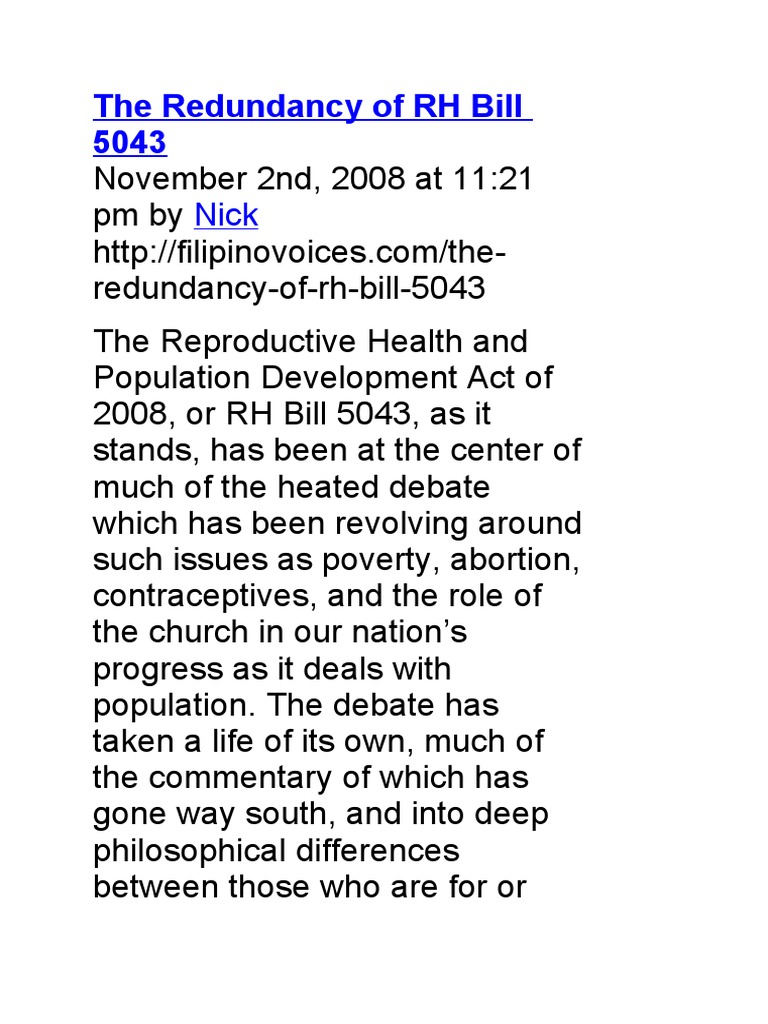 Critique of RH Bill 5043's Redundancy | PDF | Health Sciences | Family ...