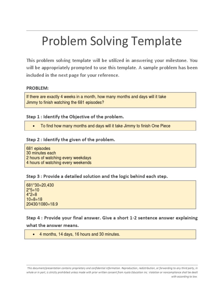 Problem Solving Template | PDF | Cognitive Science | Teaching Mathematics