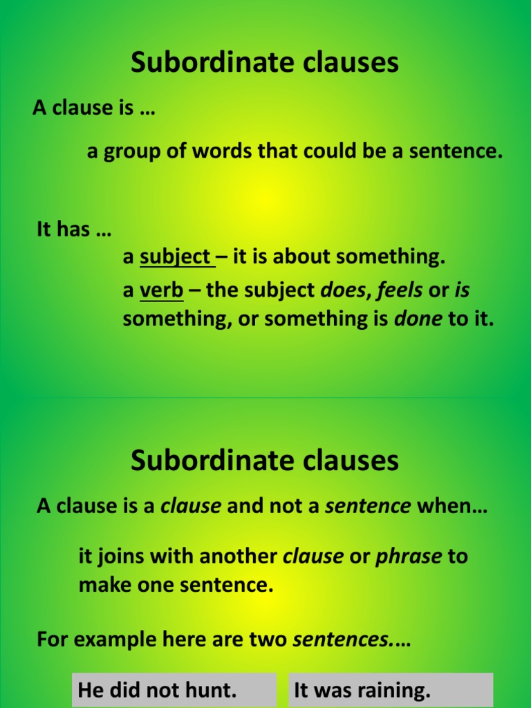 Main and Subordinate Clauses | PDF