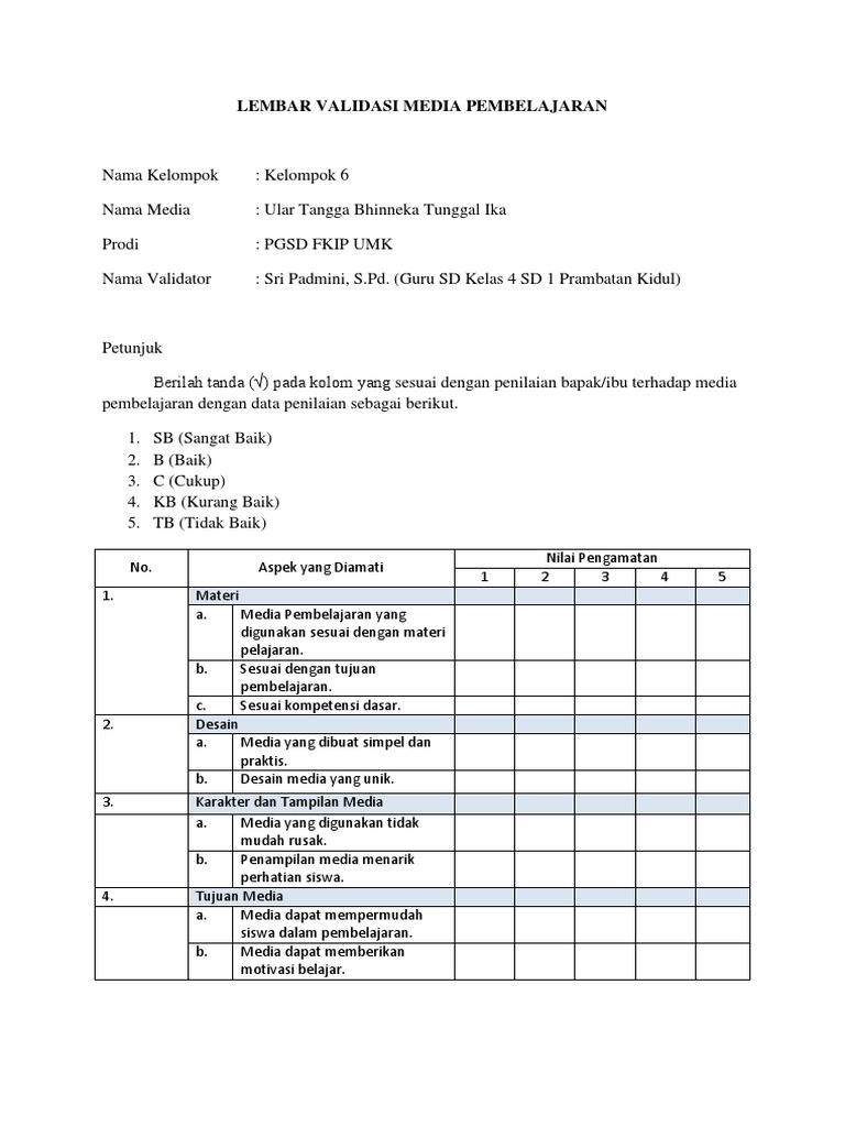 Lembar Validasi | PDF