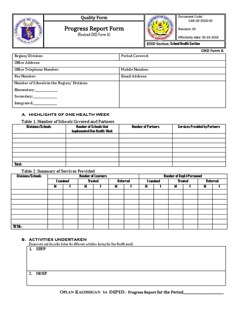 Progress Report Form | PDF