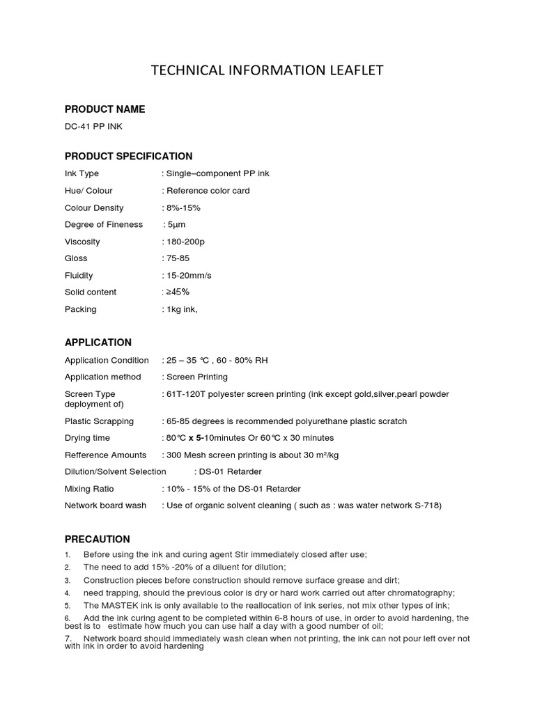 Technical Information Leaflet | PDF