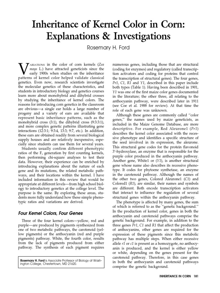 Inheritance of Kernel Color in Corn | PDF | Dominance (Genetics ...