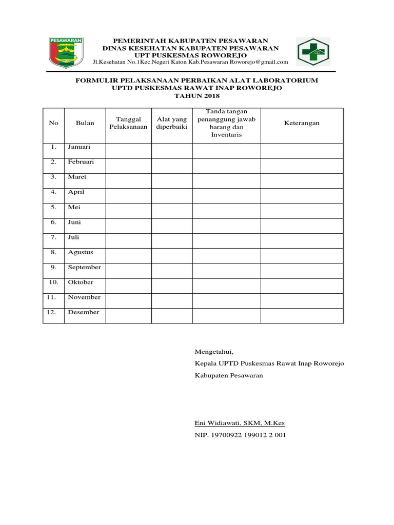 Formulir Perbaikan Alat Lab 2018-2019 | PDF