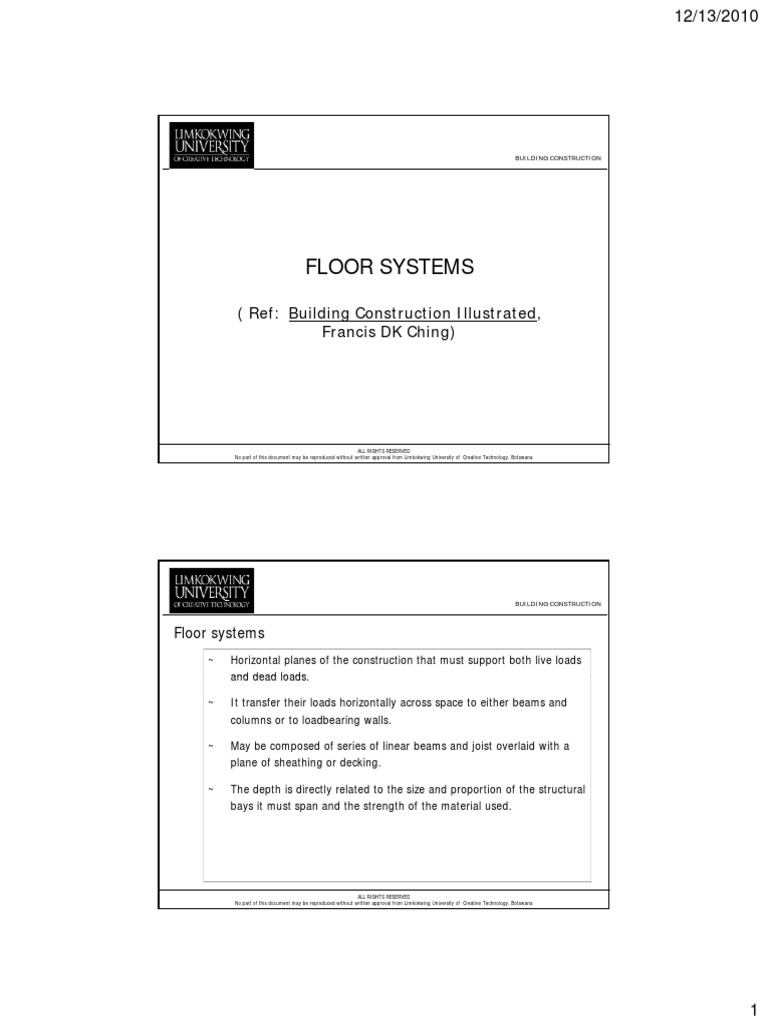 Floor Systems: (Ref: Building Construction Illustrated, Francis DK ...