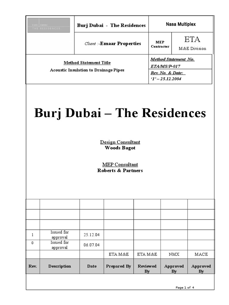 Method Statement Sample | PDF | Building Technology | Building Engineering