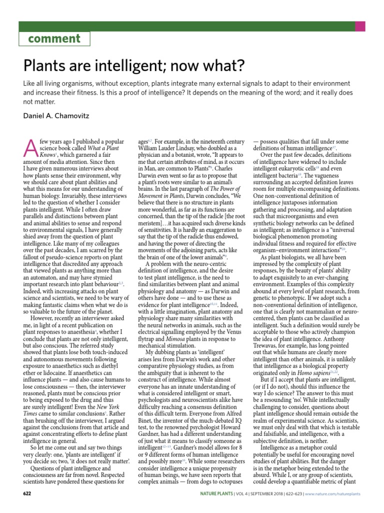 Rethinking Plant Intelligence | PDF | Intelligence | Consciousness