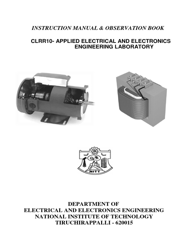 Instruction Manual & Observation Book: Clrr10-Applied Electrical and ...