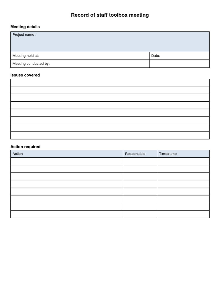 Record-Of-Staff-Toolbox-Meeting-Template 1 | PDF