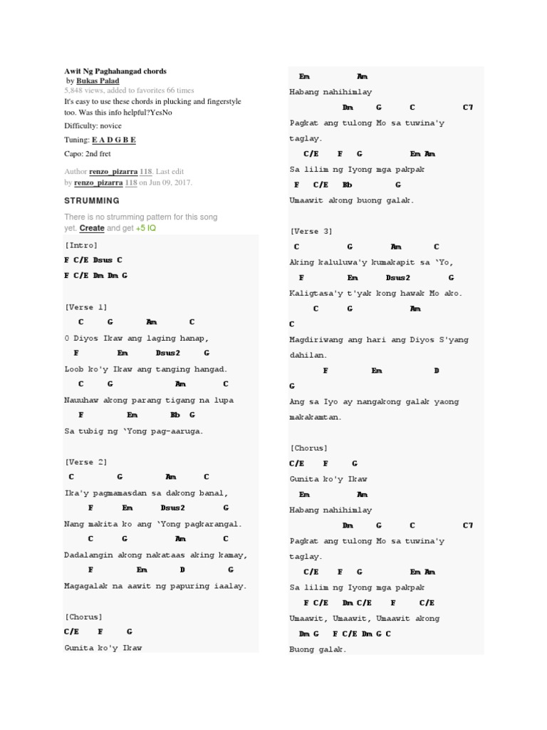 Awit NG Paghahangad Chords | PDF
