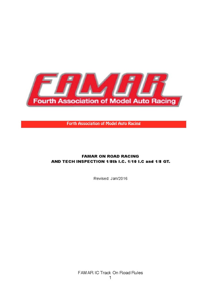Forth Association of Model Auto Racing: FAMAR IC Track On Road Rules 1 ...