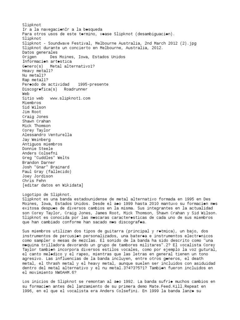 Slipknot History | PDF | Músicos | Grupos musicales