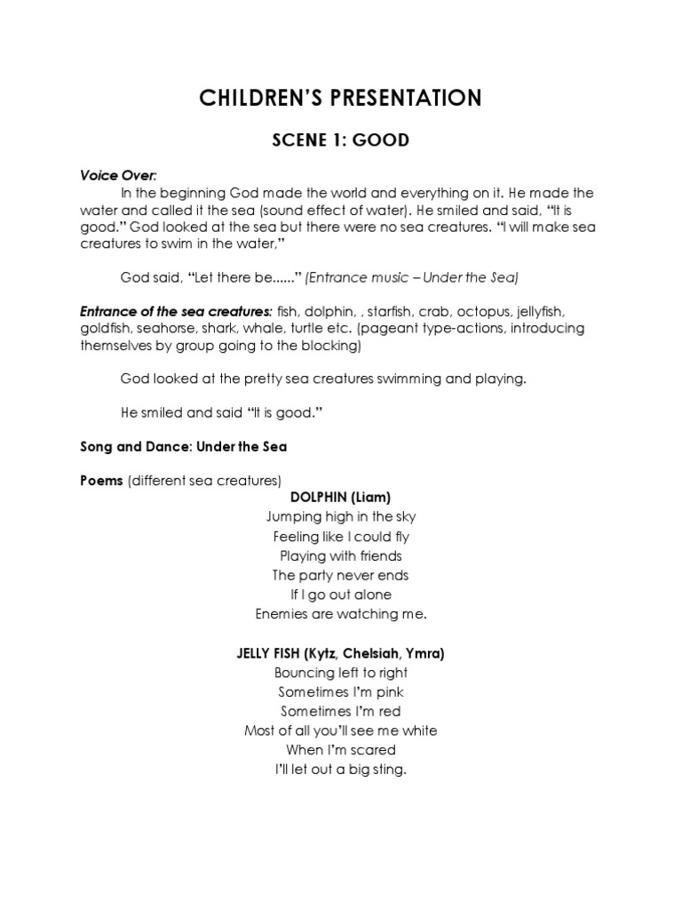 Under The Sea Script | PDF | Sea | Fish