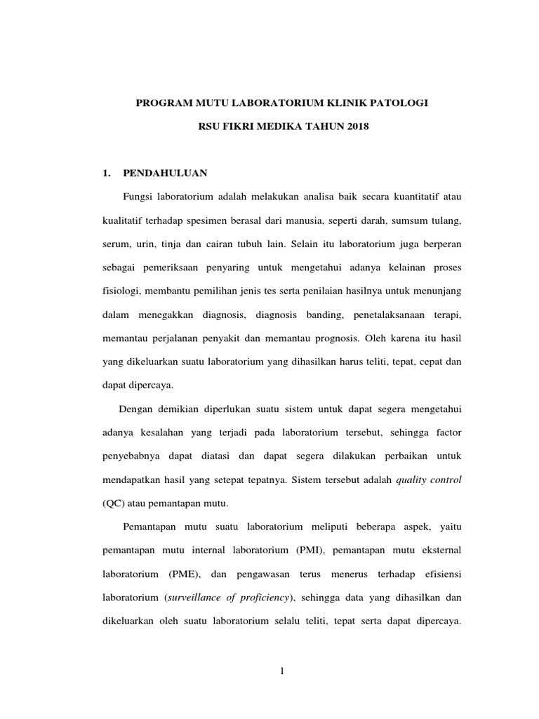 Program Mutu Laboratorium | PDF | Kesehatan Holistik