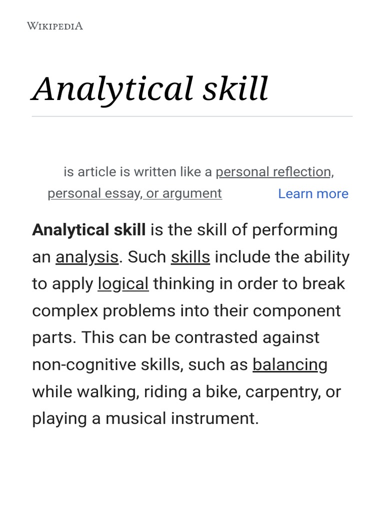 Analytical Skill Is The Skill of Performing | PDF | Critical Thinking ...