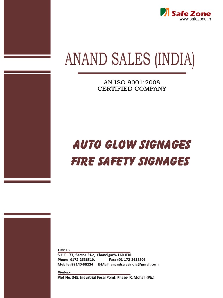 Anand Sales (India) : Auto Glow Signages Fire Safety Signages | PDF ...