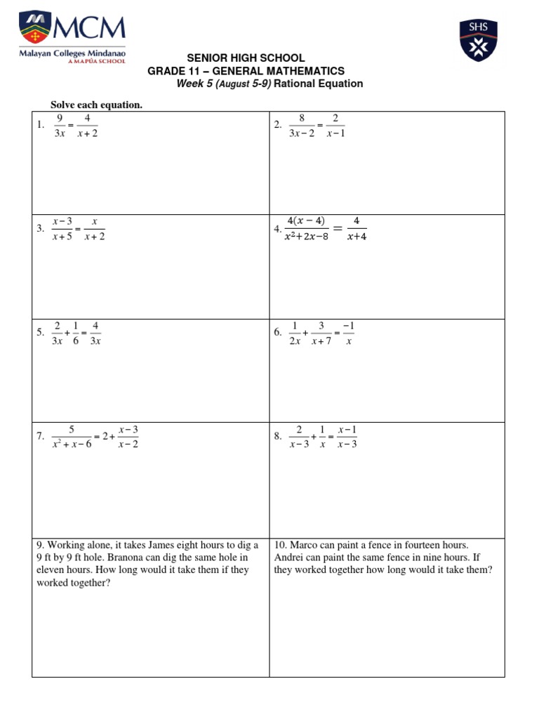 Senior High School Grade 11 - General Mathematics: Week 5 (5-9 ...