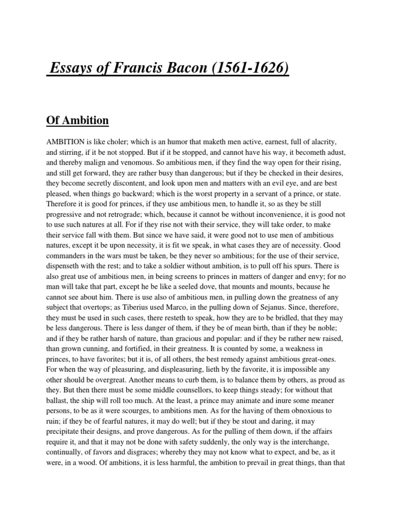 Essays of Francis Bacon | PDF