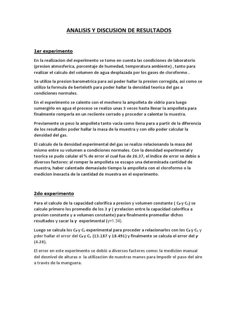 Analisis y Discusion de Resultados | PDF