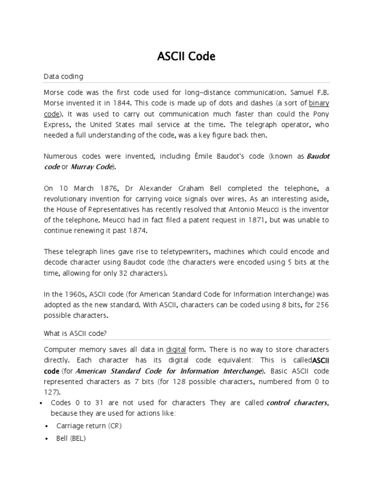 Ascii Code: Baudot Code Murray Code | PDF | Ebcdic | Ascii