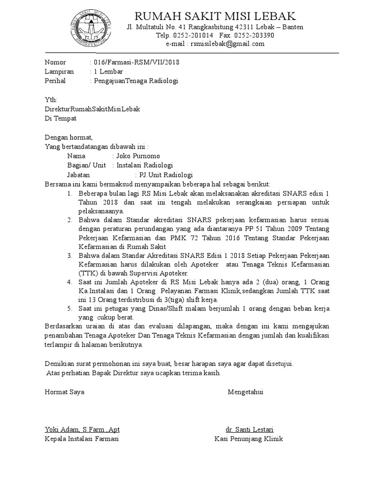 Surat Permohonan Apt Dan TTK | PDF