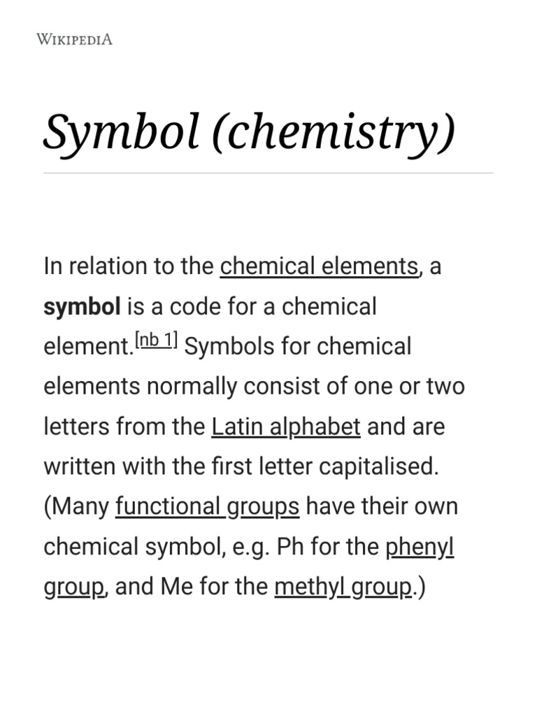 Symbol (Chemistry) : Symbol Is A Code For A Chemical | PDF | Nuclear ...
