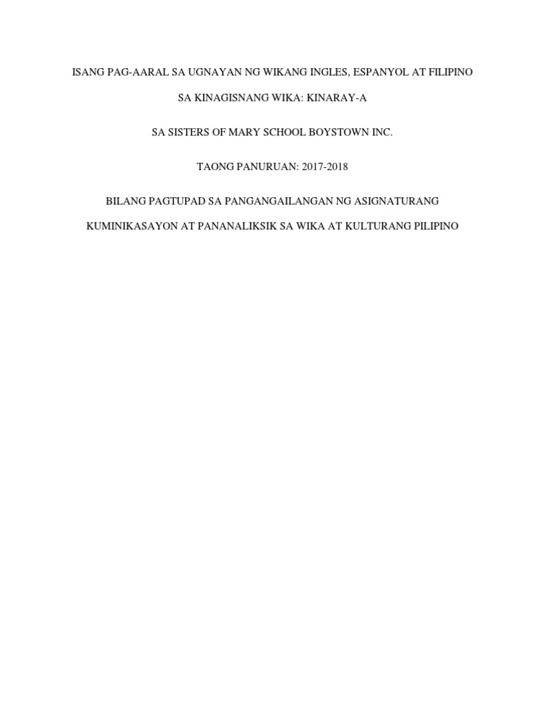 Kinaray A Pananaliksik | PDF