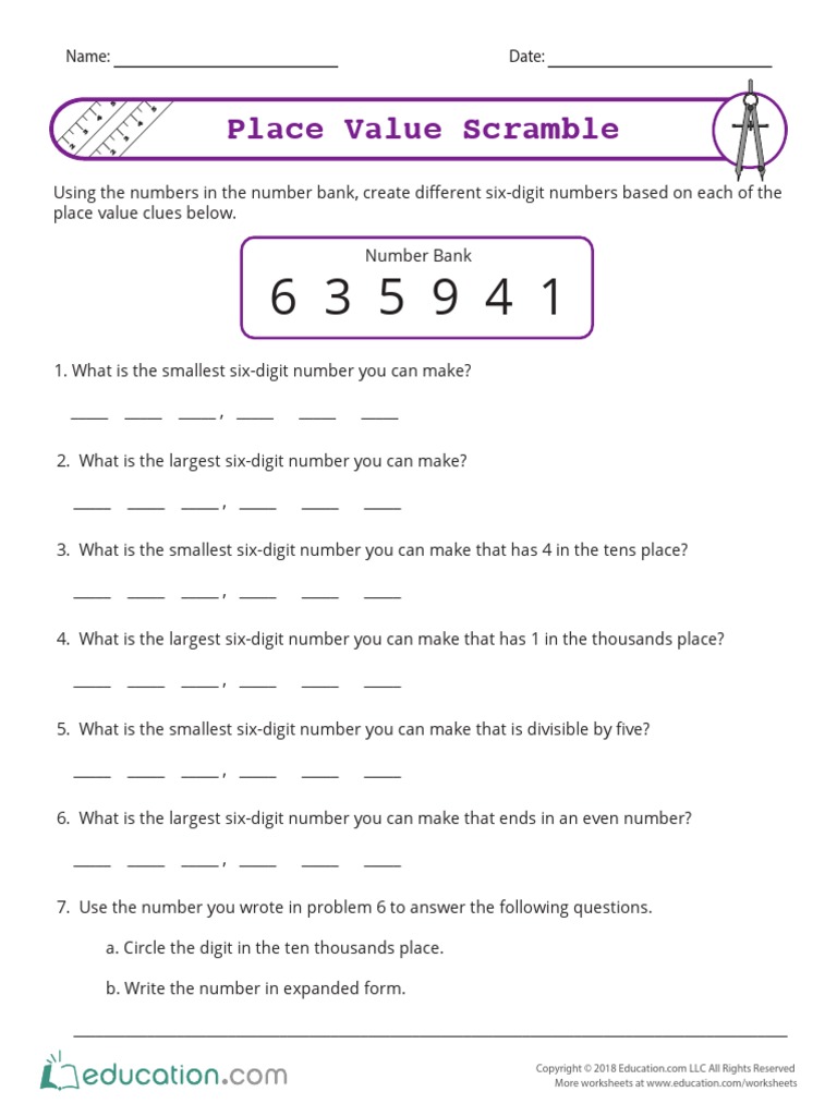 Place Value Scramble 2018 PDF | PDF