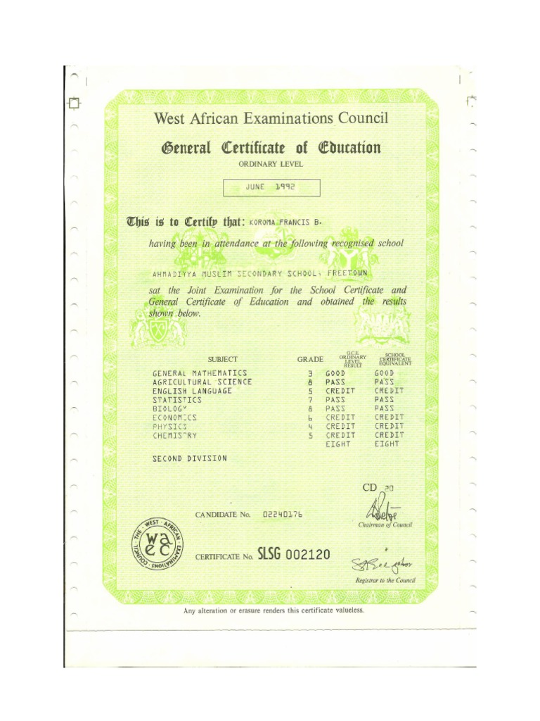 Gce 'O' Level Result | PDF