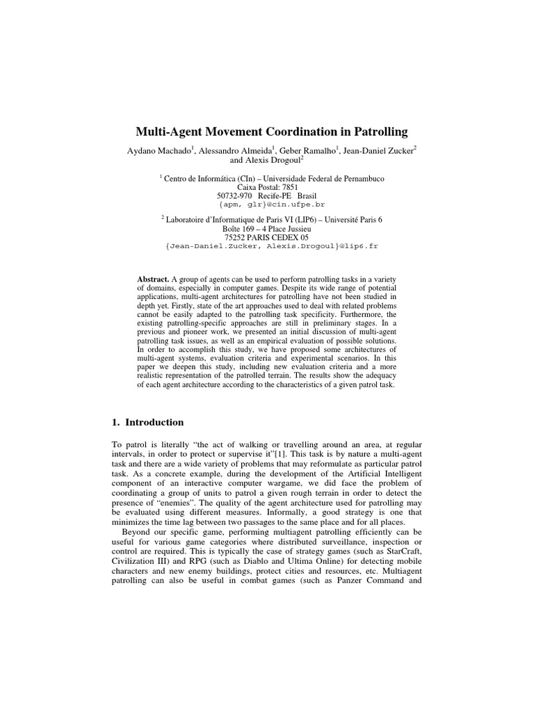 Multi-Agent Movement Coordination in Patrolling | PDF | Randomness | Vertex (Graph Theory)