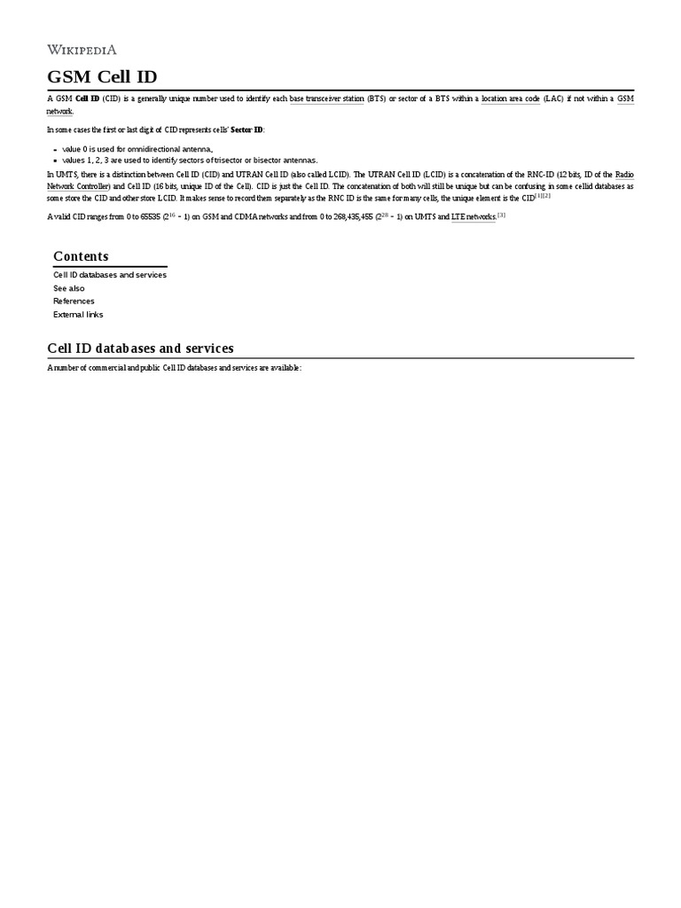 GSM Cell ID | PDF | Wi Fi | Cellular Network